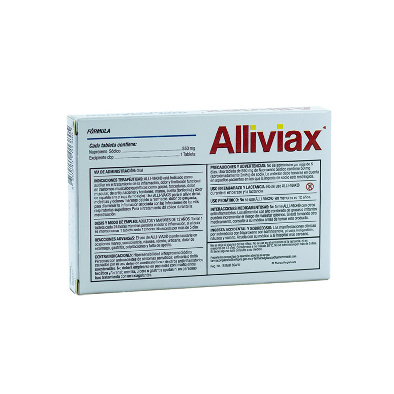 ALLIVIAX 550MG 10 TABLETAS | Farmacias San Isidro | Farmacia a domicilio