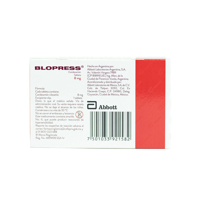 BLOPRESS 8MG TAB C/14 | Farmacias San Isidro | Farmacia a domicilio
