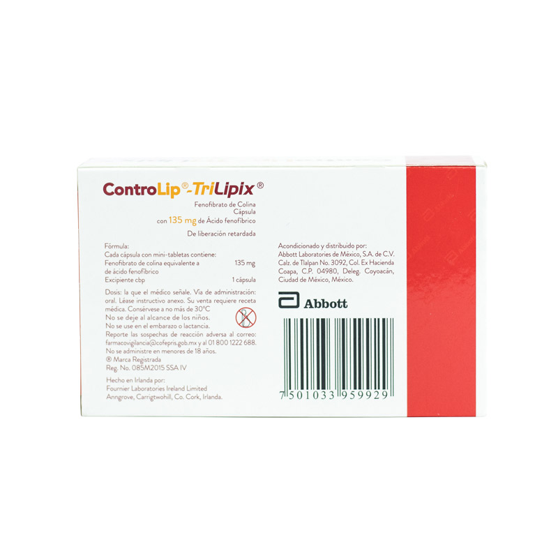 CONTROLIP TRILIPIX 135MG CAP C/15 | Farmacias San Isidro