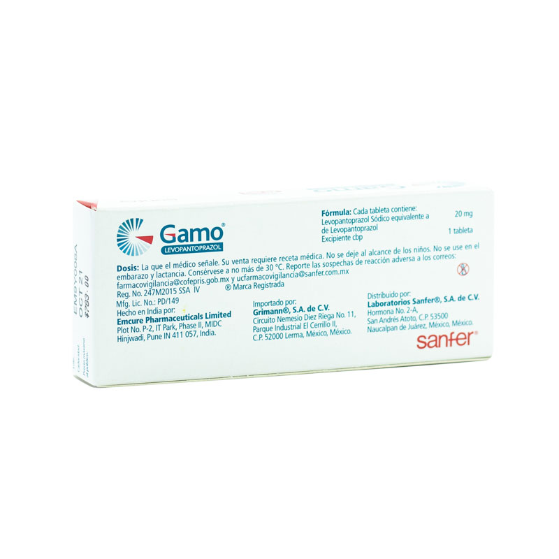 GAMO 20MG TAB C/14 PANTOPRAZOL | Farmacias San Isidro