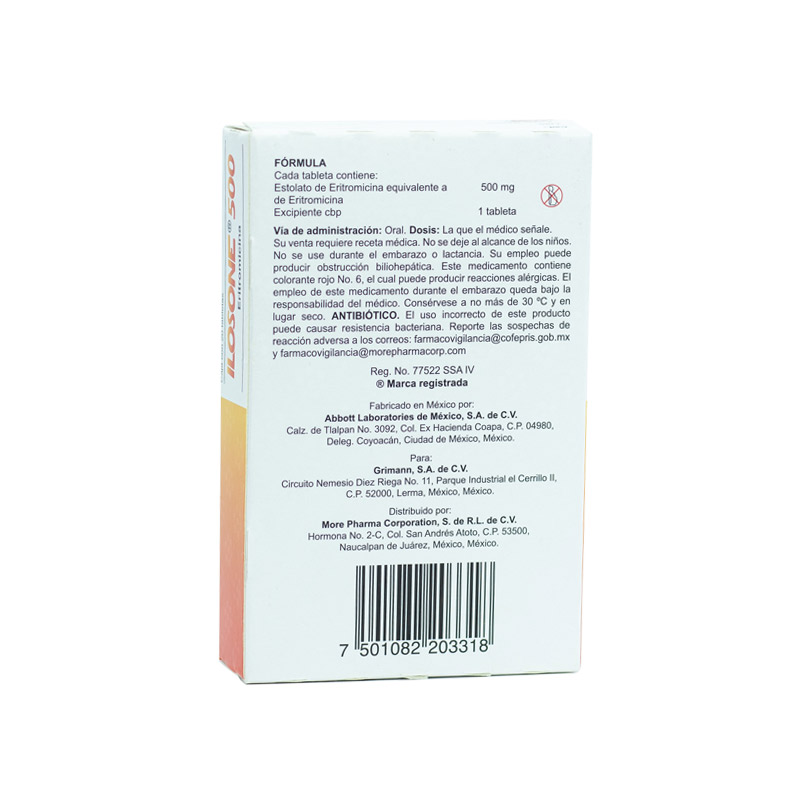ILOSONE 500MG TAB C/20 | Farmacias San Isidro | Farmacia a domicilio