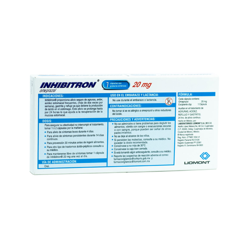 INHIBITRON DUAL 20MG CAP C/14 | Farmacias San Isidro | Farmacia a domicilio
