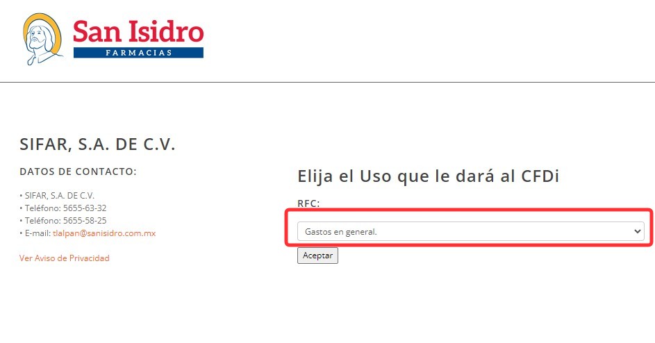 Farmacias San Isidro | Farmacia a domicilio Facturación