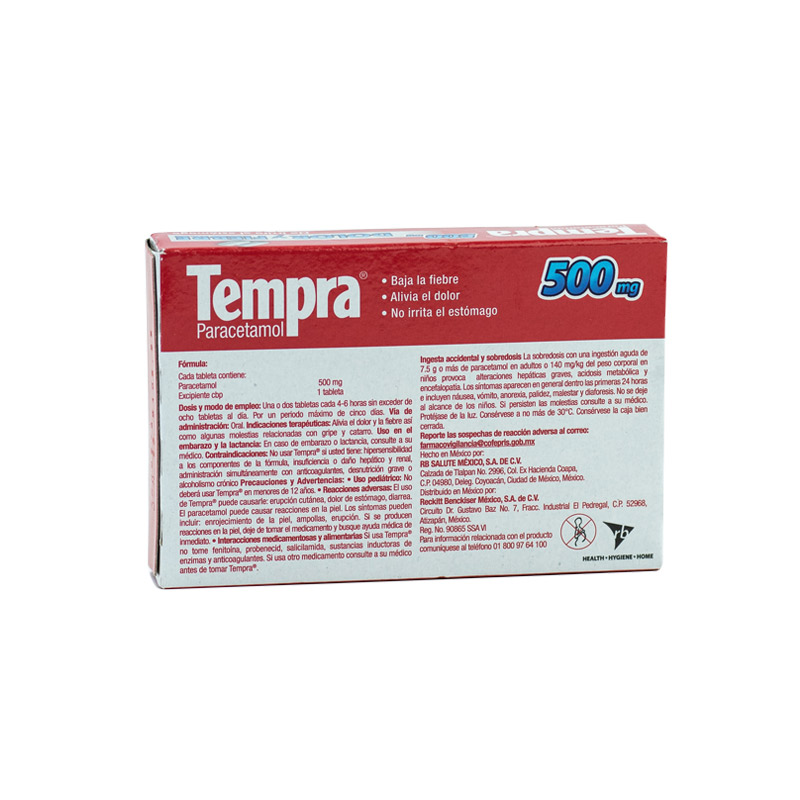 TEMPRA 500MG TAB C/20 | Farmacias San Isidro