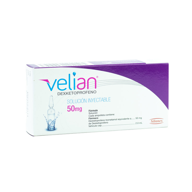 VELIAN DEXKETOPROFENO 50MG 3 SOL 2ML | Farmacias San Isidro | Farmacia a domicilio