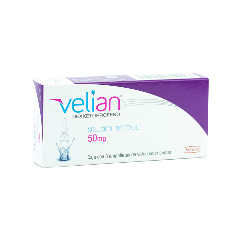 VELIAN DEXKETOPROFENO 50MG 3 SOL 2ML | Farmacias San Isidro | Farmacia a domicilio