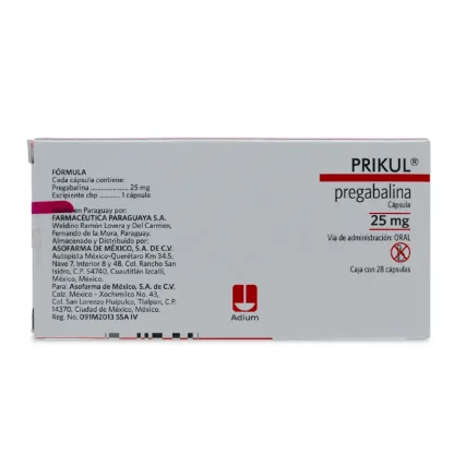 PRIKUL 25 MG CON 28 CÁPSULAS | Farmacias San Isidro | Farmacia a domicilio